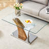 George Oliver Rectangular Coffee Table.Tempered Glass Countertop, And Artistic MDF Legs,Perfect ...
